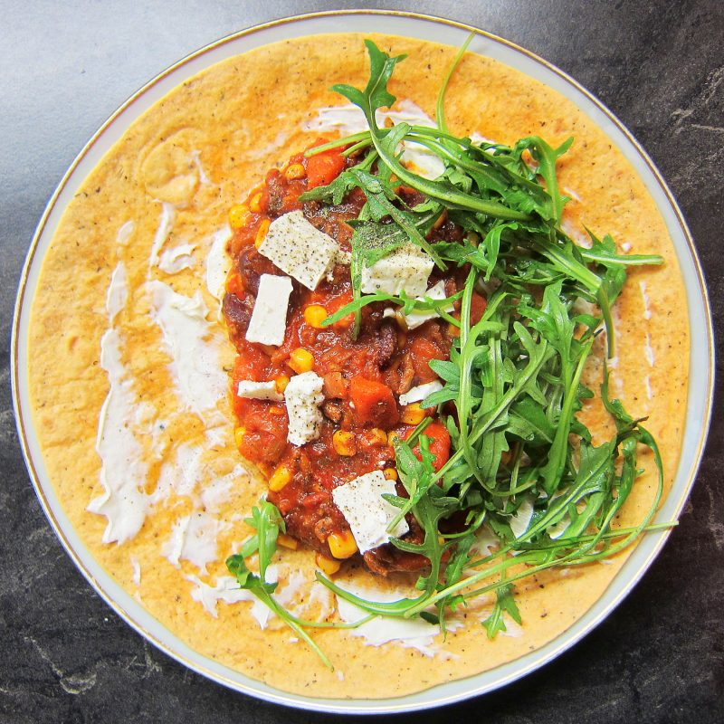 Vegetarian Chilli Wraps | Free Drag & Drop Meal Plan | Veahero